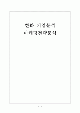 [한화 기업분석]한화 마케팅전략분석 보고서-1페이지