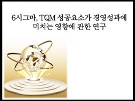 6시그마, TQM 성공요소가 경영성과에 미치는 영향에 관한 연구.ppt-1페이지