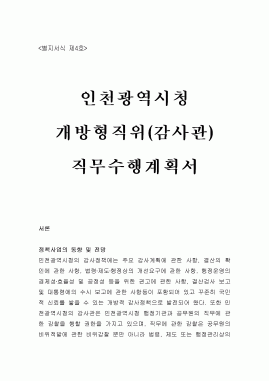 인천광역시청 개방형직위 감사관 직무수행계획서, 감사관 직무수행계획서, 직무수행계획서, 감사관-1페이지