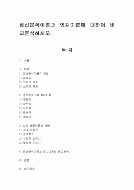 정신분석이론과 인지이론에 대하여 비교분석.-1페이지