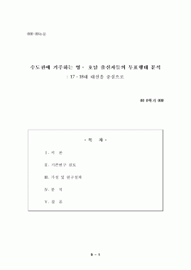 SPSS활용레포트 : 수도권에 거주하는 영․ 호남 출신자들의 투표행태 분석-1페이지