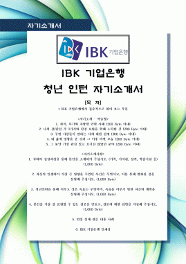 [최신합격자소서] IBK 기업은행, IBK, 기업은행, 청년 인턴, 인턴, 2013년 최신 질문 항목에 대한 자기소개서, 자기소개서, 합격 자소서 -1페이지