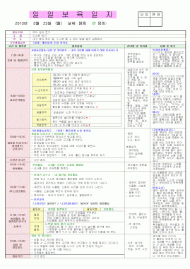 2013년 평가인증 만 3세 주간계획안 및 일일보육일지 3월 4째주-1페이지