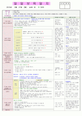 2013년 평가인증 만 3세 주간계획안 및 일일보육일지 5월 5째주-1페이지