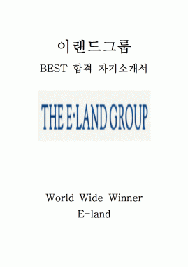 이랜드그룹 이랜드 ELAND 글로벌 SPA 판매 전문가 최신 BEST 합격 자기소개서!!!!-1페이지