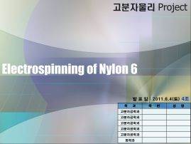 [Nylon6의 전기방사] [고분자물리, 섬유수업 발표자료] 전기방사의 원리와 조건 및 응용분야.ppt-1페이지