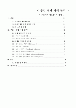 [경영학원론] 창업 실패 사례 분석 - ‘스트레스 해소방’ 의 사례-1페이지