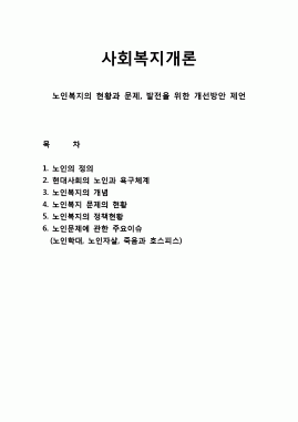 [노인복지개론] 노인복지의 현황과 문제, 발전을 위한 개선방안 제언-1페이지