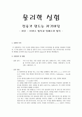 물리학실험 - Hall effect를 이용하여 전류에 의한 자기마당의 특성을 알아보는 실험-1페이지