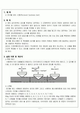 실험보고서 - 로크웰 경도 시험[Rockwell hardness test]-1페이지