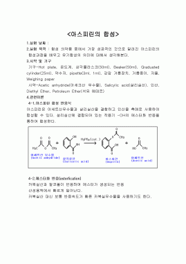 화학실험보고서 - 아스피린의 합성-1페이지