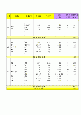 식품과영양 - 식품군 섭취 패턴 평가와 나의 식단 평가-1페이지