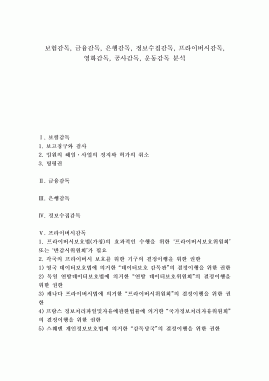 [감독][보험감독][금융감독][은행감독][정보수집감독][프라이버시감독][영화감독][공사감독][운동감독]보험감독, 금융감독, 은행감독, 정보수집감독, 프라이버시감독, 영화감독, 공사감독, 운동감독 분석-1페이지