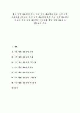 수영 영법 자유형의 개념, 수영 영법 자유형의 유래, 수영 영법 자유형의 기본자세, 수영 영법 자유형의 호흡, 수영 영법 자유형의 팔동작, 수영 영법 자유형의 다리동작, 수영 영법 자유형의 연속동작 분석-1페이지