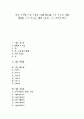 [시인][시인 김수영][시인 서정주][시인 박노해][시인 김남주][박인환][박두진][주요한][조연현]시인 김수영, 시인 서정주, 시인 박노해, 시인 김남주, 시인 박인환, 시인 박두진, 시인 주요한, 시인 조연현 분석-1페이지