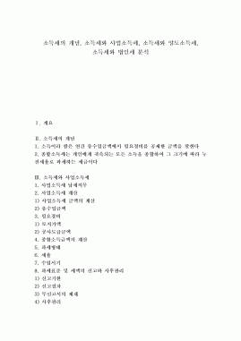 [소득세][소득세 개념][사업소득세][양도소득세][법인세[사업][양도]소득세의 개념, 소득세와 사업소득세, 소득세와 양도소득세, 소득세와 법인세 분석(소득세, 소득세 개념, 사업소득세, 양도소득세, 법인세, 사업)-1페이지