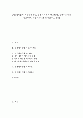 [공업디자인][미술공예운동][텍스타일][아르누보][바우하우스][디자인][공업][미술공예][프린팅]공업디자인과 미술공예운동, 공업디자인과 텍스타일, 공업디자인과 아르누보, 공업디자인과 바우하우스 분석-1페이지