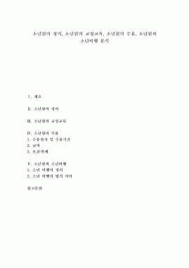 [소년원, 소년원 정의, 교정교육, 수용, 소년비행, 비행청소년, 소년범, 소년원법, 소년보호모형, 소년보호정책]소년원의 정의, 소년원의 교정교육, 소년원의 수용, 소년원과 소년비행 분석(소년원, 소년원 정의)-1페이지