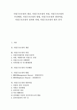 [사업구조조정, 원양어업, 구조조정]사업구조조정의 개념, 사업구조조정의 과정, 사업구조조정의 추진배경, 사업구조조정의 방법, 사업구조조정과 원양어업, 사업구조조정의 성과와 과제, 사업구조조정의 평가 분석-1페이지