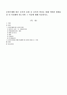 운영주체에 따른 보육의 유형 중 보육의 발전을 위해 어떠한 형태를 좀 더 육성해야 하는지와 그 이유에 대해 서술.-1페이지