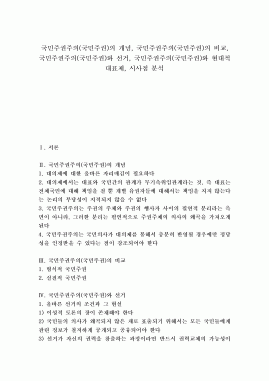 [국민주권주의(국민주권), 선거, 현대적 대표제]국민주권주의(국민주권)의 개념, 국민주권주의(국민주권)의 비교, 국민주권주의(국민주권)와 선거, 국민주권주의(국민주권)와 현대적 대표제, 시사점 분석(국민주권)-1페이지