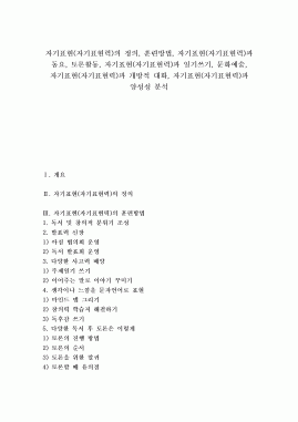 [자기표현]자기표현(자기표현력)의 정의, 훈련방법, 자기표현(자기표현력)과 동요, 토론활동, 자기표현(자기표현력)과 일기쓰기, 문화예술, 자기표현(자기표현력)과 개방적 대화, 자기표현(자기표현력)과 양성성-1페이지