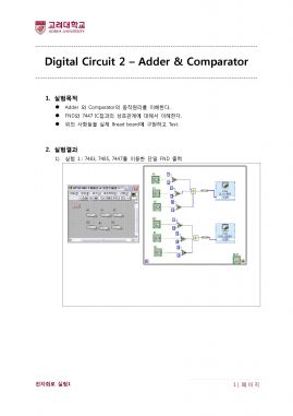 [전자회로 실험] 05.Digital Circuit 2 - Adder & Comparator-1페이지