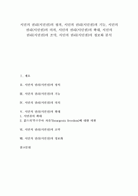 [시민의 권리(시민권)]시민의 권리(시민권)의 정의, 시민의 권리(시민권)의 기능, 시민의 권리(시민권)의 의의, 시민의 권리(시민권)의 확대, 시민의 권리(시민권)의 조약, 시민의 권리(시민권)의 정보화 분석-1페이지