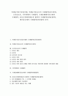 야생동식물수출입거래, 야생동식물보호의 국제협약(리우회의), 오존층보호, 기후변화의 국제협약, 국제유해폐기물규제의 국제협약, 유류오염대비대응과 협력의 국제협약(OPRC협약), 폐기물규제의 국제협약(런던협약)-1페이지