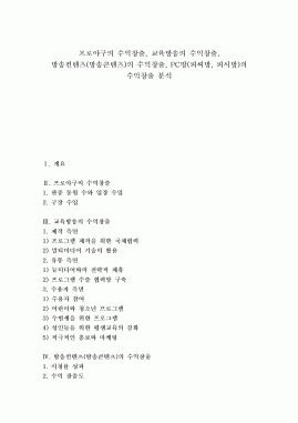 [수익창출, 프로야구 수익창출, 교육방송, 방송컨텐츠(방송콘텐츠), PC방(피씨방, 피시방)]프로야구의 수익창출, 교육방송의 수익창출, 방송컨텐츠(방송콘텐츠)의 수익창출, PC방(피씨방, 피시방)의 수익창출-1페이지