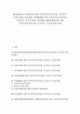 [주가수익]EP비율효과, 무상증자 주가수익(주가수익률, 주식수익, 주식수익률), 리스계약, 기업합병 주가수익(주가수익률, 주식수익, 주식수익률), 부실채권, IMF경제위기 주가수익(주가수익률, 주식수익) 분석-1페이지