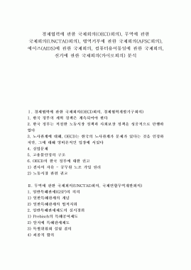 경제협력에 관한 국제회의(OECD회의), 무역에 관한 국제회의(UNCTAD회의), 병역거부에 관한 국제회의(AFSC회의), 에이즈(AIDS)에 관한 국제회의, 컴퓨터용어통일에 관한 국제회의, 선거 국제회의(카이로회의)-1페이지