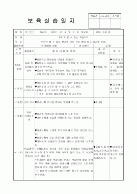 어린이집 9월 4주간 보육실습일지(보육실습기관현황, 주간보육계획안, 보육실습일지, 실습생소감,  지도교사평가)-1페이지