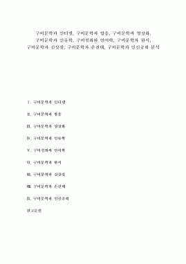 [구비문학][구비][문학][인터넷]구비문학과 인터넷, 구비문학과 방송, 구비문학과 영상화, 구비문학과 인류학, 구비설화와 언어학, 구비문학과 한시, 구비문학과 김삿갓, 구비문학과 손진태, 구비문학과 인신공회-1페이지