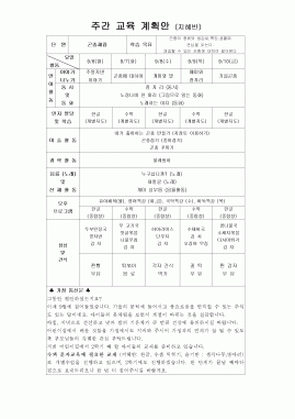 보육실습일지(어린이집 9월 4주간, 주간보육계획안, 실습생소감, 실습평가보고서)-1페이지