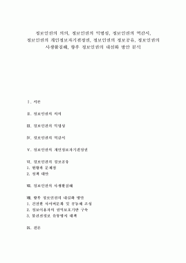 [정보인권][정보][인권][익명성][역감시]정보인권의 의의, 정보인권의 익명성, 정보인권의 역감시, 정보인권의 개인정보자기결정권, 정보인권의 정보공유, 정보인권의 사생활침해, 향후 정보인권의 내실화 방안 분석-1페이지