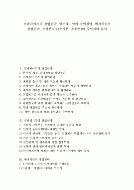 [창업전략][창업][프랜차이즈 창업전략][인터넷기업 창업전략][벤처기업 창업전략][소자본점포 창업전략]프랜차이즈의 창업전략, 인터넷기업의 창업전략, 벤처기업의 창업전략, 소자본점포(소자본, 소점포) 창업전략-1페이지