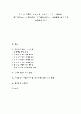 [노사관계][노사][공기업 노사관계][다국적기업 노사관계][외국인투자기업]공기업(공사)의 노사관계, 다국적기업의 노사관계, 외국인투자기업(외투기업, 외국자본기업)의 노사관계, 대기업의 노사관계 분석-1페이지