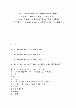 상표자산구축(브랜드자산구축)의 중요성, 과정, 상표자산구축(브랜드자산구축)의 영향요인, 상표자산구축(브랜드자산구축)의 IMC(통합적 마케팅 커뮤니케이션), 상표자산구축(브랜드자산구축)의 성공 사례 분석-1페이지