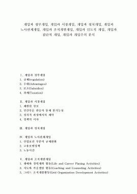 [개입, 정부개입, 시장개입, 정치개입, 노사관계개입]개입과 정부개입, 개입과 시장개입, 개입과 정치개입, 개입과 노사관계개입, 개입과 조직개발개입, 개입과 인도적 개입, 개입과 집단적 개입, 개입과 개입주의-1페이지