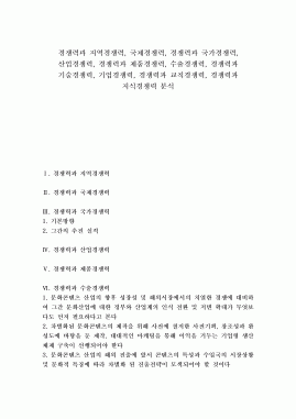 [경쟁력, 지역경쟁력]경쟁력과 지역경쟁력, 국제경쟁력, 경쟁력과 국가경쟁력, 산업경쟁력, 경쟁력과 제품경쟁력, 수출경쟁력, 경쟁력과 기술경쟁력, 기업경쟁력, 경쟁력과 교직경쟁력, 경쟁력과 지식경쟁력 분석-1페이지