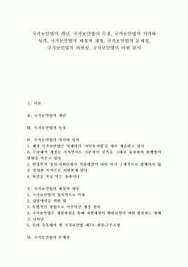 [국가보안법, 국가보안법 개념, 국가보안법 특징]국가보안법의 개념, 국가보안법의 특징, 국가보안법의 의의와 성격, 국가보안법의 제정과 개정, 국가보안법의 문제점, 국가보안법의 위헌성, 국가보안법의 비판-1페이지