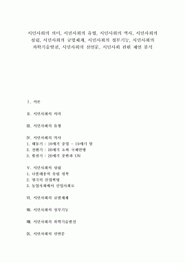 [시민사회][시민]시민사회의 의미, 시민사회의 유형, 시민사회의 역사, 시민사회의 성립, 시민사회의 규범체계, 시민사회의 정부기능, 시민사회의 과학기술발전, 시민사회의 선언문, 시민사회 관련 제언 분석-1페이지