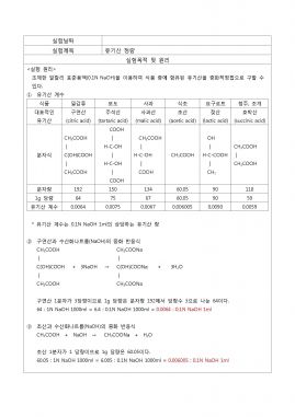 실험보고서 - 유기산 정량-1페이지