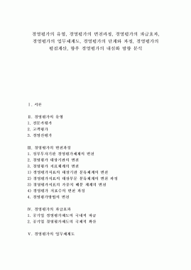 [경영평가][경영][업무체계도][평점계산]경영평가의 유형, 경영평가의 변천과정, 경영평가의 파급효과, 경영평가의 업무체계도, 경영평가의 단계와 과정, 경영평가의 평점계산, 향후 경영평가의 내실화 방향 분석-1페이지