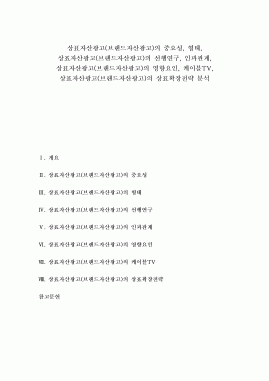 상표자산광고(브랜드자산광고)의 중요성, 형태, 상표자산광고(브랜드자산광고)의 선행연구, 인과관계, 상표자산광고(브랜드자산광고)의 영향요인, 케이블TV, 상표자산광고(브랜드자산광고)의 상표확장전략 분석-1페이지