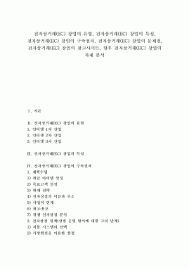 [창업]전자상거래(EC) 창업의 유형, 전자상거래(EC) 창업의 특성, 전자상거래(EC) 창업의 구축절차, 전자상거래(EC) 창업의 문제점, 전자상거래(EC) 창업의 참고사이트, 향후 전자상거래(EC) 창업의 과제 분석-1페이지