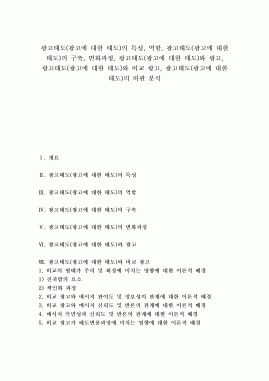 광고태도(광고에 대한 태도)의 특성, 역할, 광고태도(광고에 대한 태도)의 구축, 변화과정, 광고태도(광고에 대한 태도)와 광고, 광고태도(광고에 대한 태도)와 비교 광고, 광고태도(광고에 대한 태도)의 비판 분석-1페이지