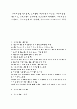 [구조조정]구조조정과 개혁정책, 구조개혁, 구조조정과 노동법, 구조조정과 정부지원, 구조조정과 실업대책, 구조조정과 인사관리, 구조조정과 조직관리, 구조조정과 젠더주류화, 구조조정과 소프트인프라 분석-1페이지