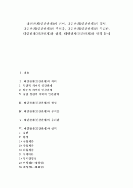 [대인관계][인간관계][우리관]대인관계(인간관계)의 의미, 대인관계(인간관계)의 형성, 대인관계(인간관계)와 부적응, 대인관계(인간관계)와 우리관, 대인관계(인간관계)와 성격, 대인관계(인간관계)와 인격 분석-1페이지